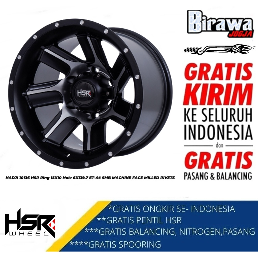 Jual Velg Mobil Celong Ring 15 HSR HADJI R15 Lebar 10 Pcd 6x139,7 Black Polish Pelek Hardtop ...