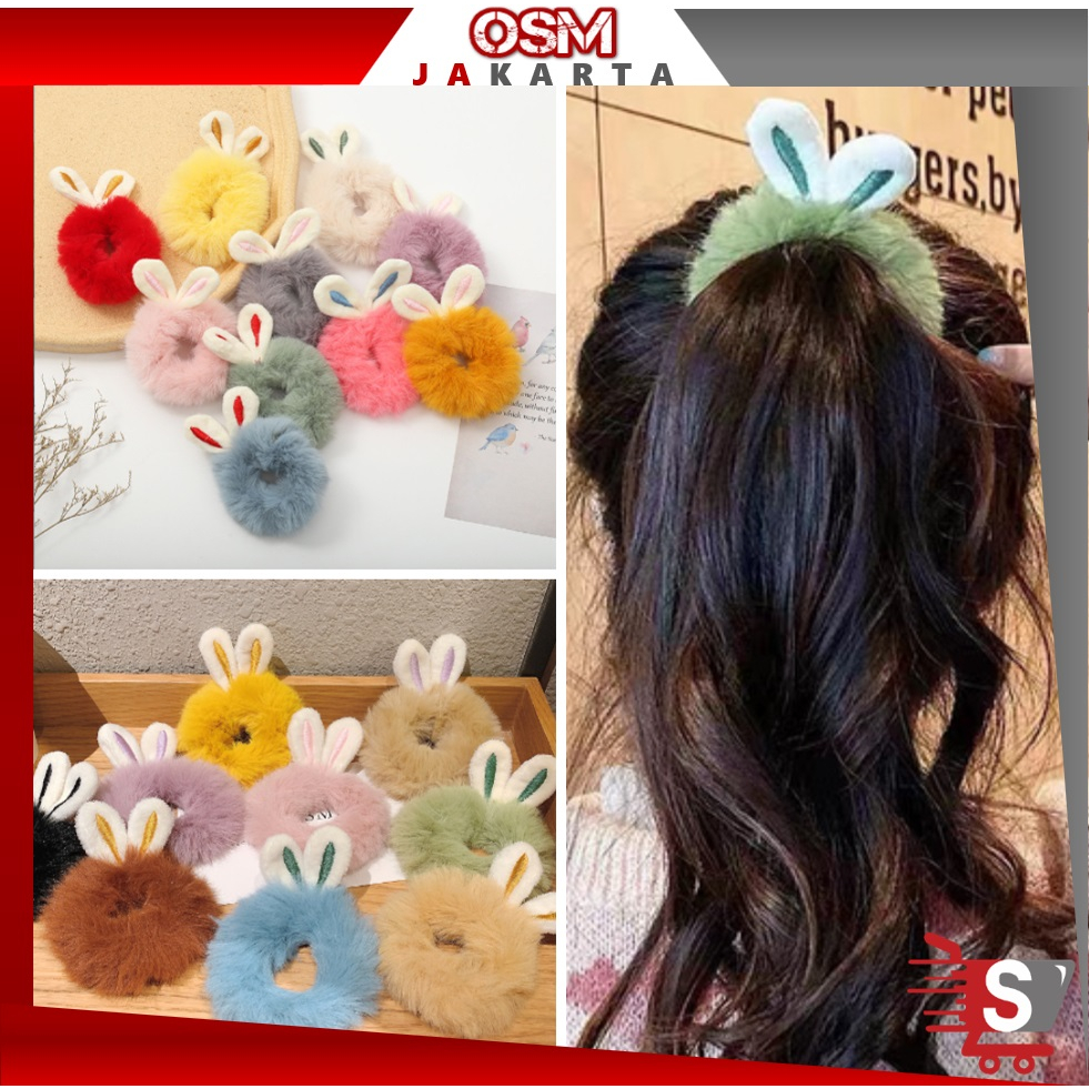 Jual OSM JKT F5801 Ikat Rambut Kuncir Bulu Bunny / Scrunchie Bulu ...