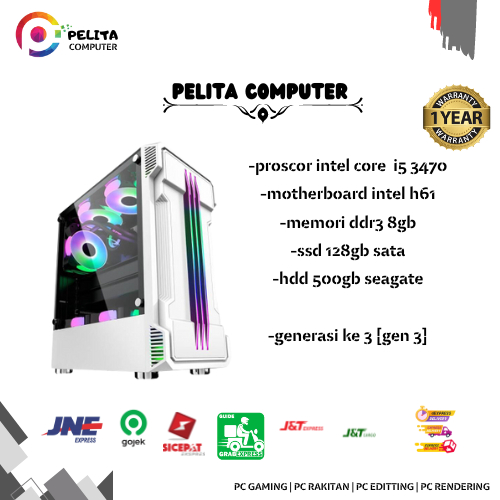Jual cpu core i5 3470 ddr3 8gb hardisk 500gb ssd 120gb pc rakitan ...
