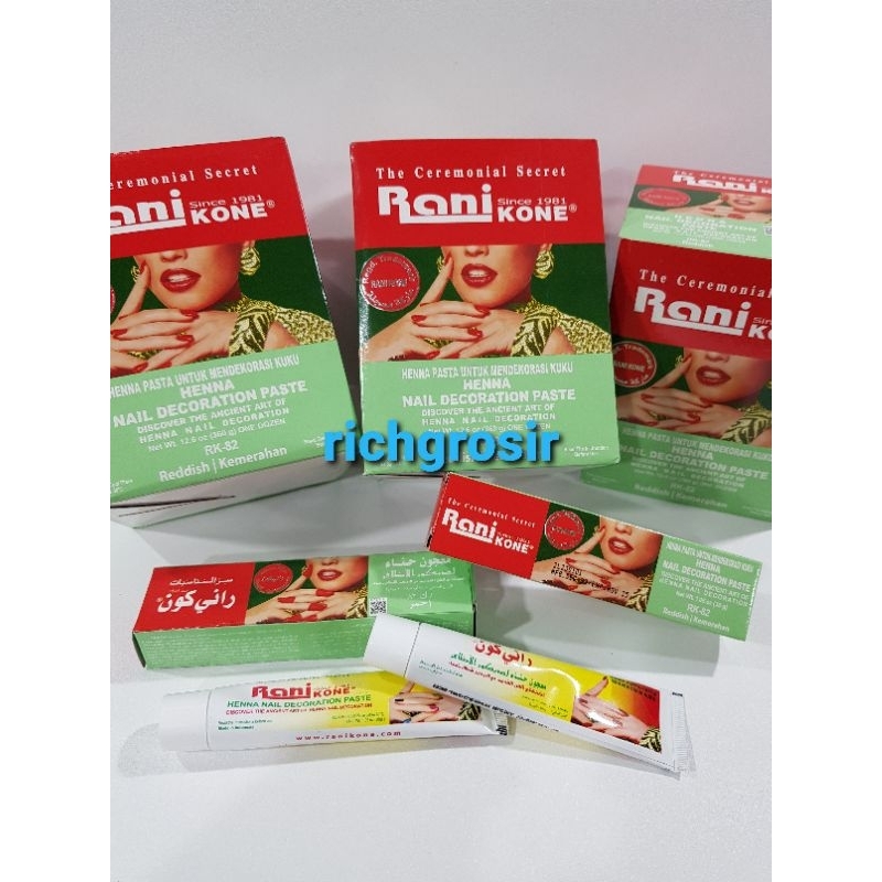 Jual (12 pc) pacar henna kuku RANI rk-82 reddish besar 30 gram ORIGINAL ...
