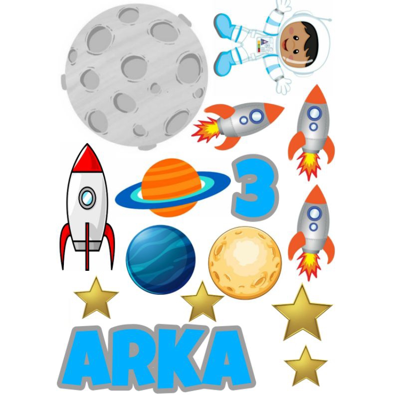 Jual Topper cake astronot planet bisa custom nama ucapan | Shopee Indonesia