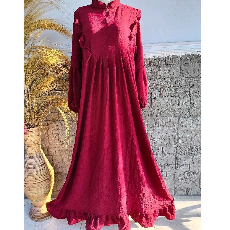 Jual gamis MAROON syari jumbo 90 kg terbaru ld 120 bahan kringkel ...