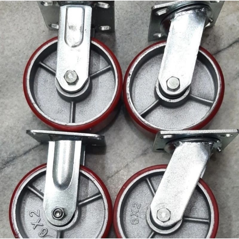 Jual roda pu heavy duty 6 inch (2 hidup dan 2 mati) 1set/4pcs | Shopee ...