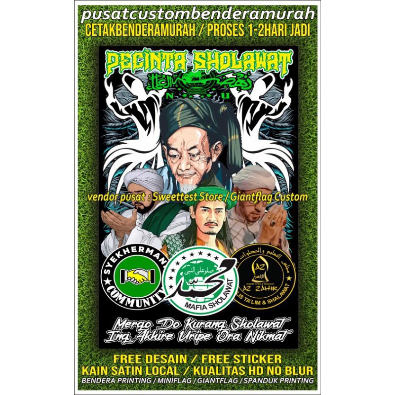 Jual JASA CETAK BENDERA SYEKHERMANIA FULL PRINTING, BENDERA MAJELISAN ...