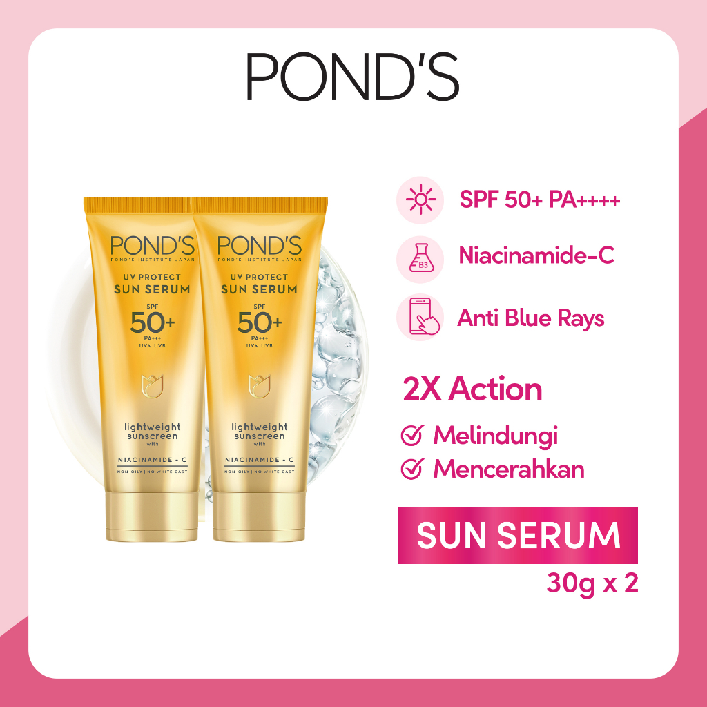 Jual Pond's UV Protect Sun Serum SPF50+ PA++++ 30g Twinpack | Shopee Indonesia
