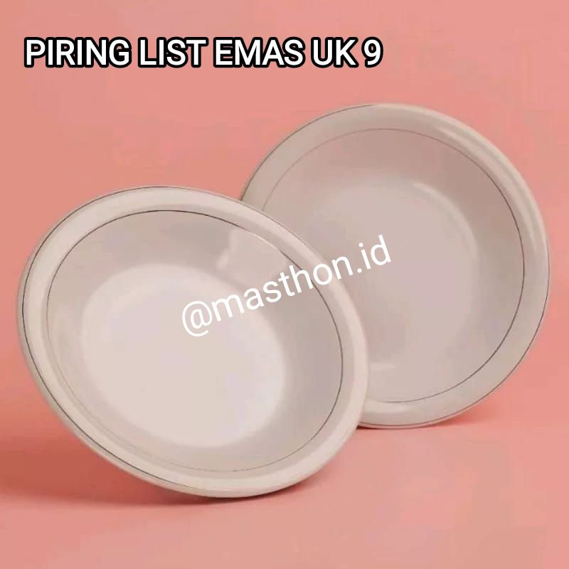 Jual PIRING KERAMIK LIST EMAS DIAMETER 23 CM (6 bj) | Shopee Indonesia