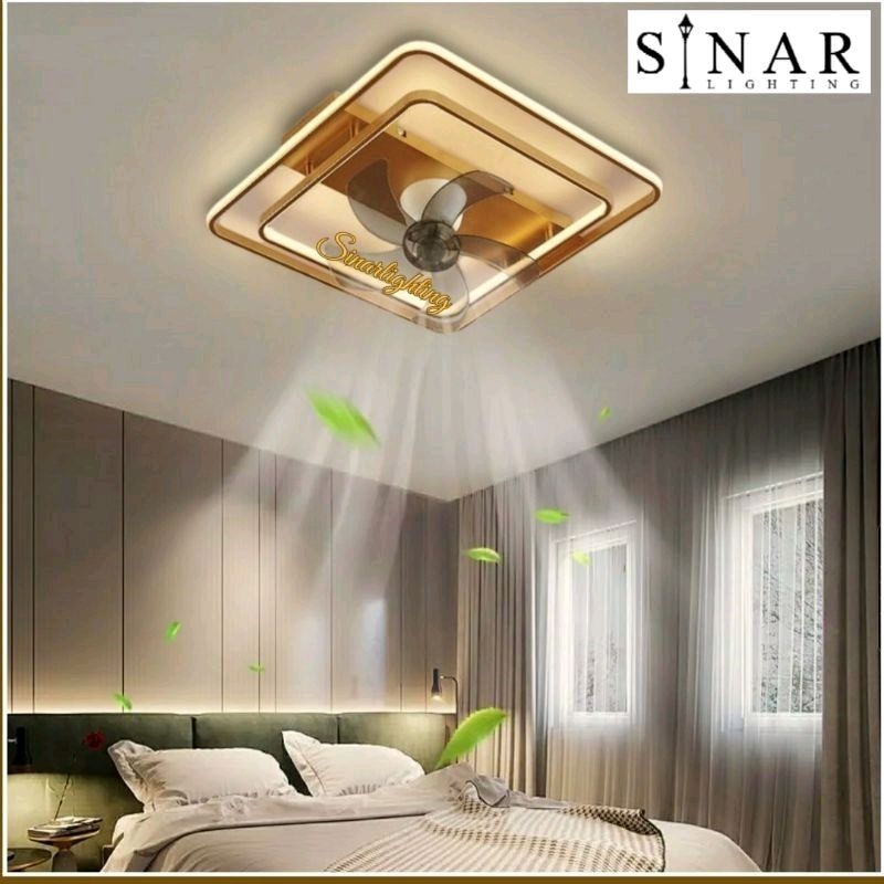 Jual Lampu plafon kipas modern LED 3 warna cahaya 8977 (Remote ...