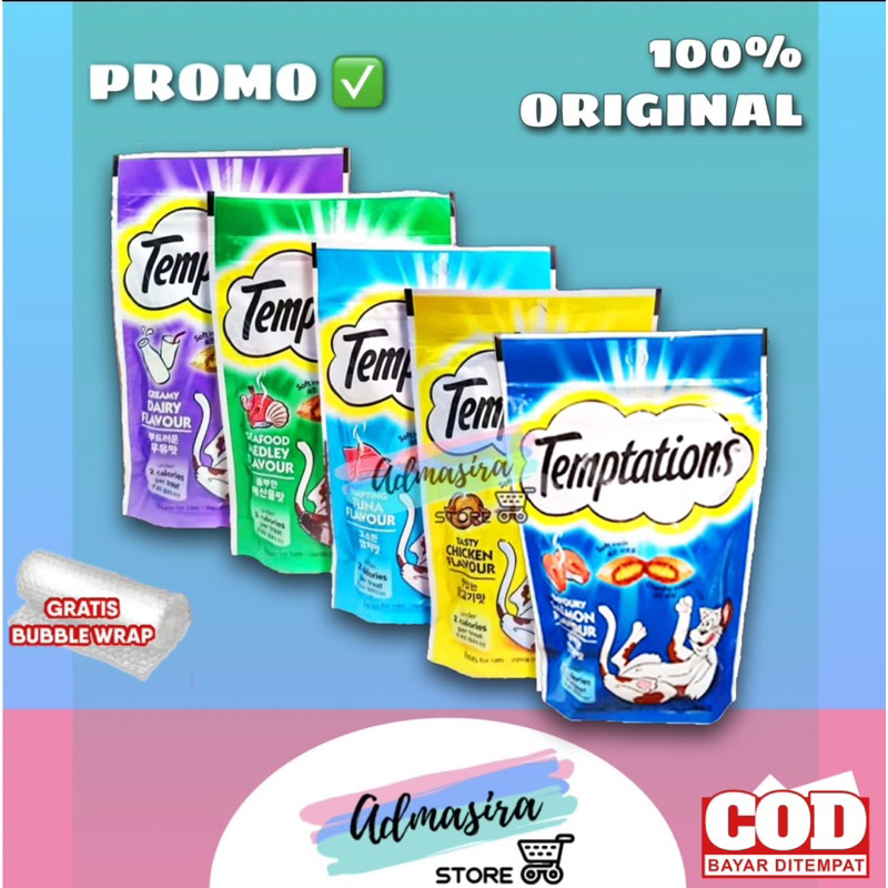 Jual TEMPTATION Snack Kucing Makanan Kucing Kering TEMPTATIONS 75gram ...