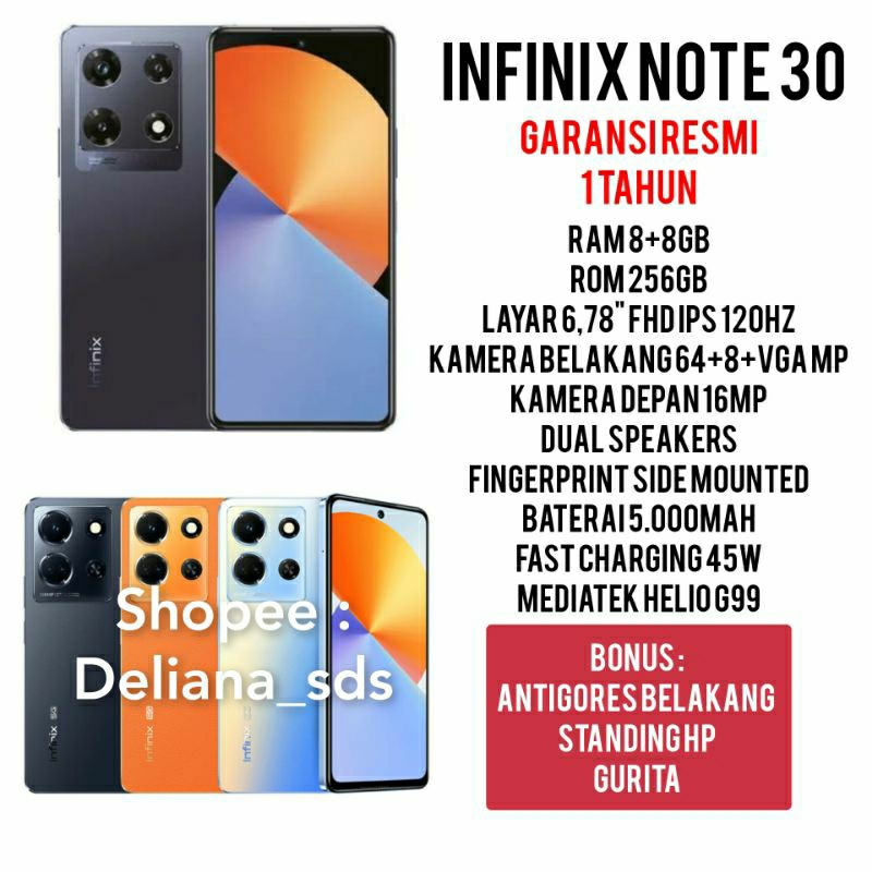 Jual Infinix Note 30 8/256 Garansi Resmi 1 Tahun Infinix Note 30 NFC 8/ ...