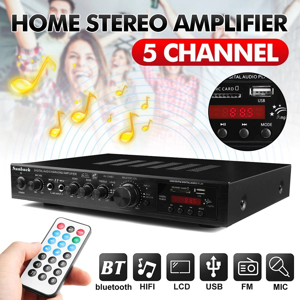 Jual Amplifier Bluetooth 5.0 Amplifier Rakitan 5 Channel Remote 2000W ...