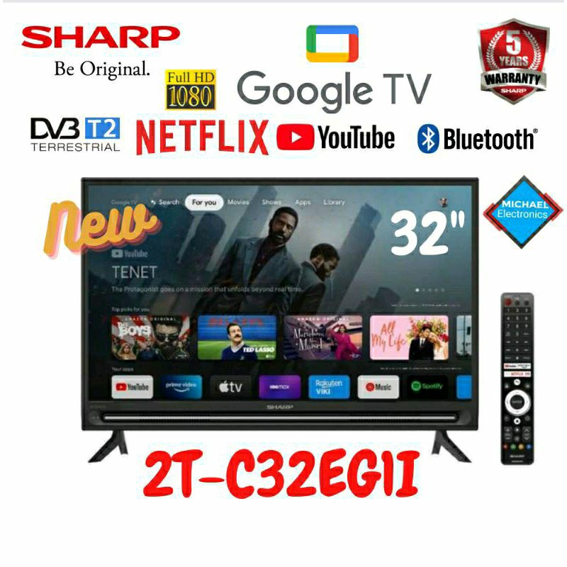 Jual Sharp android tv 32inch 2T-C32EG1I (Android 11) | Shopee Indonesia