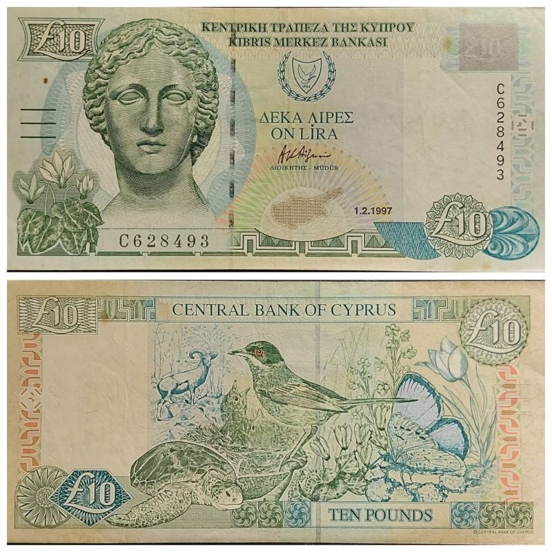 Jual Uang Negara Cyprus 10 Pound Tahun 1997 Kondisi Kertas XF Bagus ...