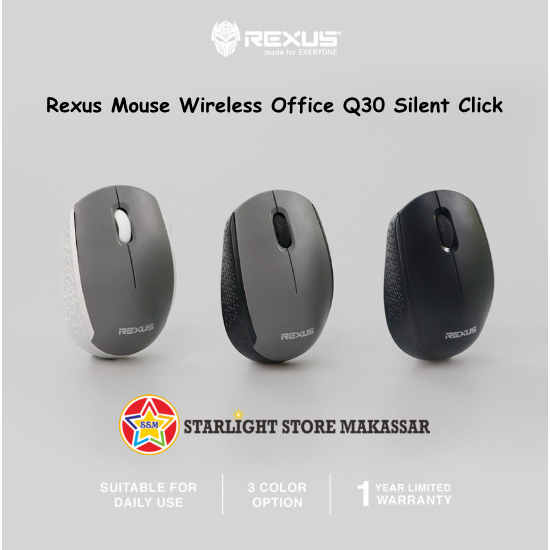 Jual Rexus Mouse Wireless Office Q30 Silent Click Hitam | Shopee Indonesia