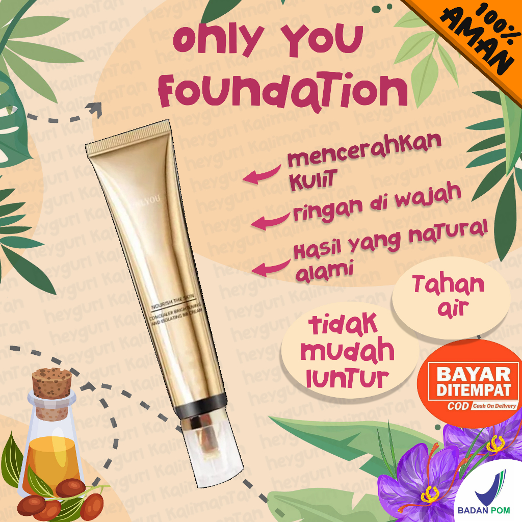 Jual ONLYOU onlyou only u only you only Foundation cair waterproof Asli ...