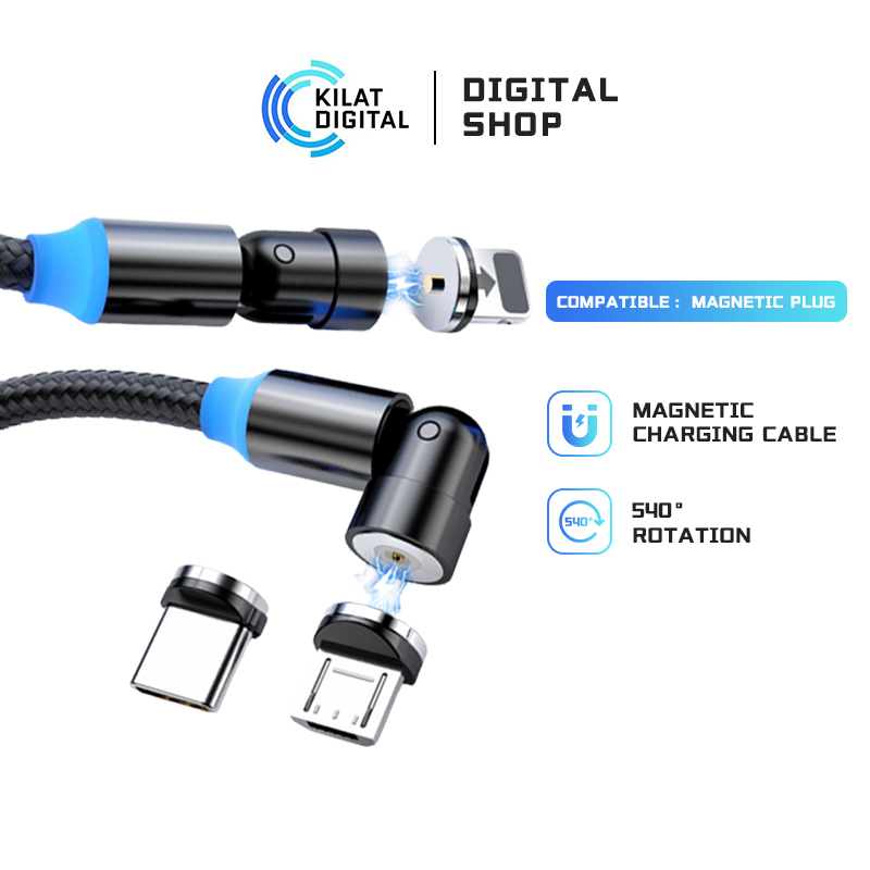 Jual 540º Magnetic Cable Micro Usb Type C Magnet Charging Cable For ...