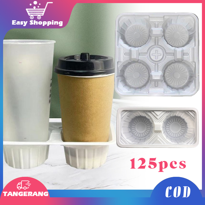 Jual 125pcs Drink Tray Take Away 4 Cup Tatakan Gelas Minuman Plastik ...