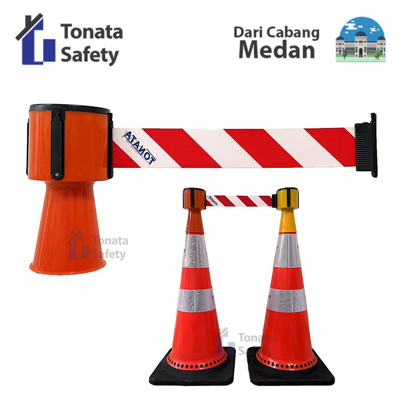 Jual Safety Cone Belt 2 Meter / Pita Pembatas Kerucut Tonata / Merah ...