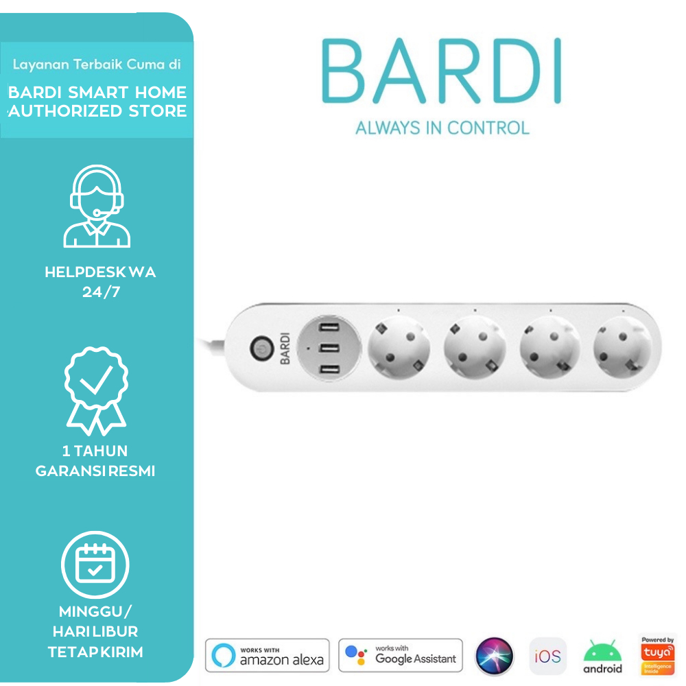 Jual BARDI Power Extension Smart Strips Kabel Ekstensi Stop Kontak Socket Colokan Listrik USB ...