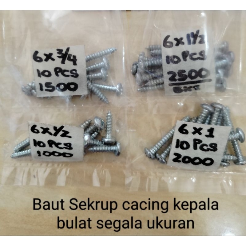 Jual Baut Sekrup Cacing kepala bulat segala ukuran panjang | Shopee ...