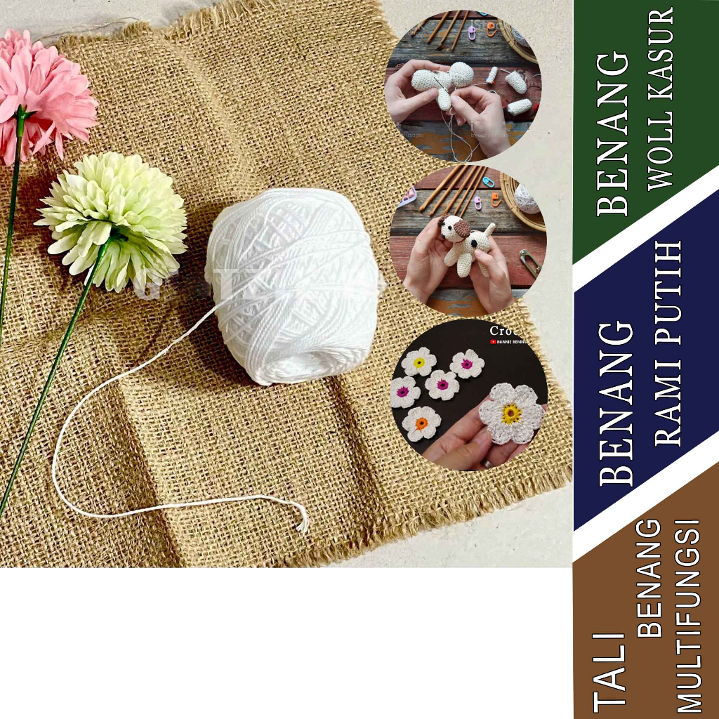 Jual Benang Rami Multifungsi - Benang Wol Putih - Benang Kasur - D45 ...