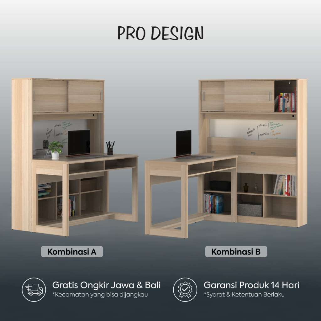 Jual Pro Design Shuri Set Meja Kerja / Meja Kantor dengan Rak Buku ...