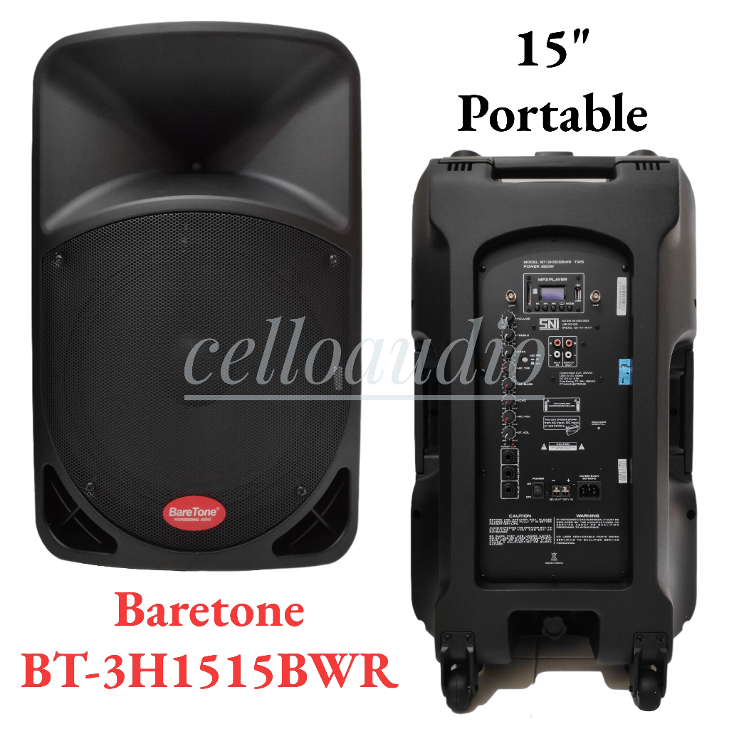 Jual Speaker Portable Wireless Baretone BT-3H1515BWR 15 Inch | Shopee ...
