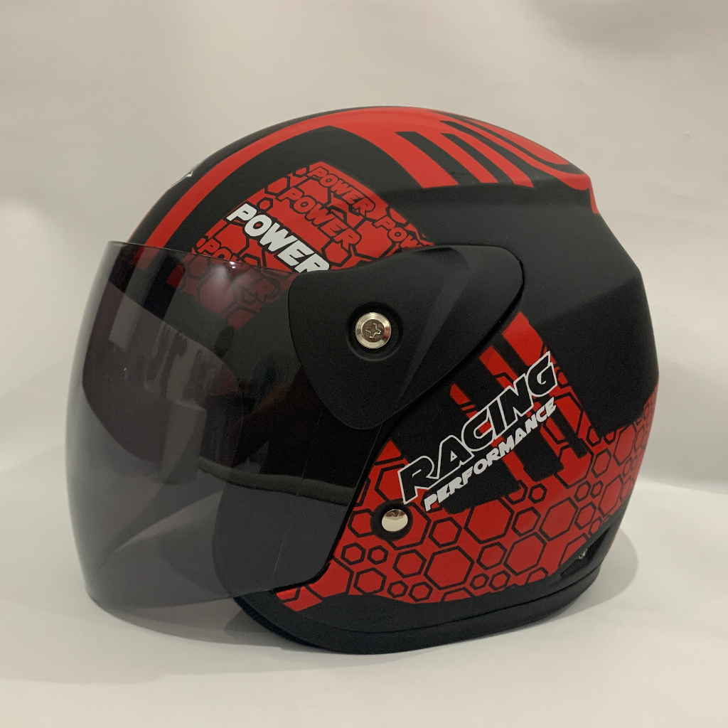 Jual Helm Nuvo Racing Performance (Merah) Hitam Doff - Helmet SNI ...
