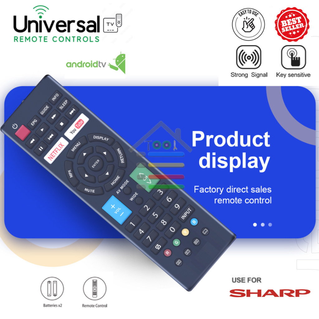 Jual REMOTE SHARP AQUOS SMART TV YOUTUBE NETFLIX UNIVERSAL SHP950TR ...