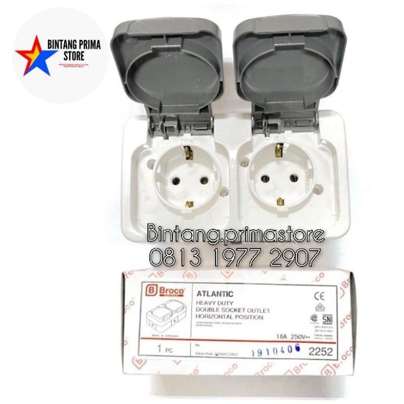 Jual Stop Kontak Double Tutup Outbow Atlantic Waterproof 2 Gang Broco ...