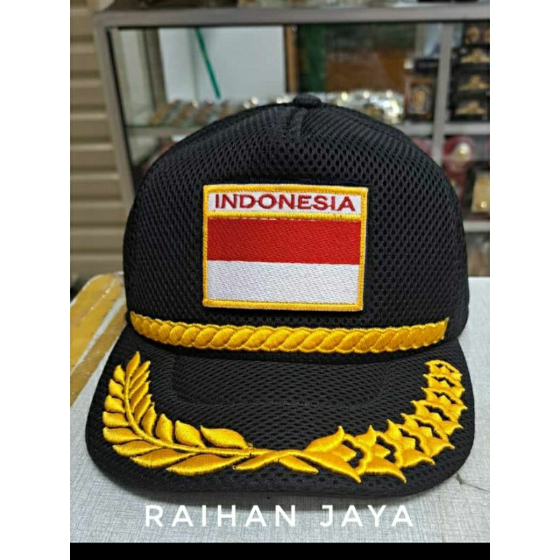 Jual topi hitam logo merah putih tulisan indonesia | Shopee Indonesia
