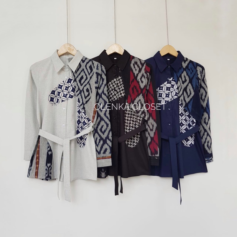 Jual Atasan Tenun 87 Baju Blus Blouse Kerja Wanita Modern | Shopee ...