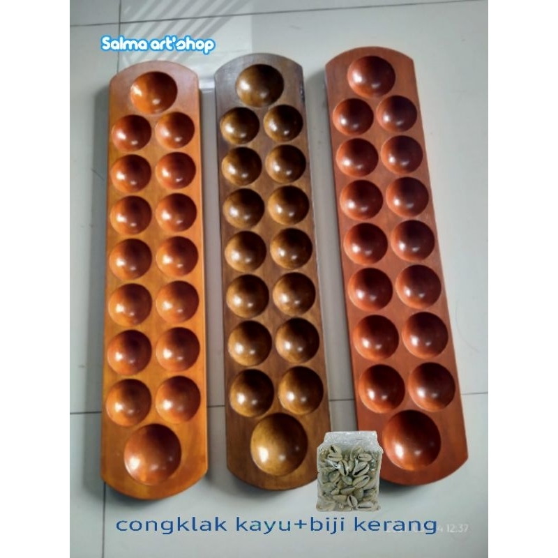 Jual Congklak kayu+biji kerang mainan tradisional congkak/permainan ...