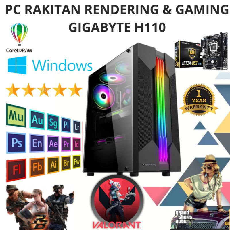 Jual Pc game i5 7500 ram 16 ddr4 ssd 256 hd 1 TB | Shopee Indonesia