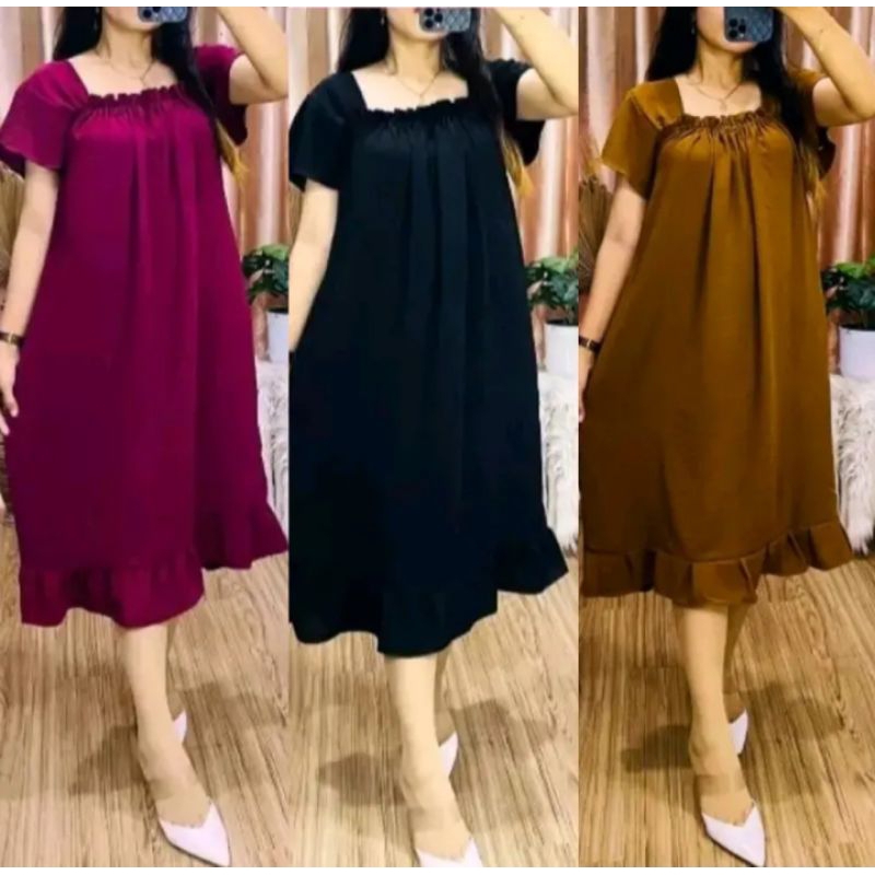 Jual Dress Zara Cringkel Airflow/Daster Fuji Terbaru Polos | Shopee ...