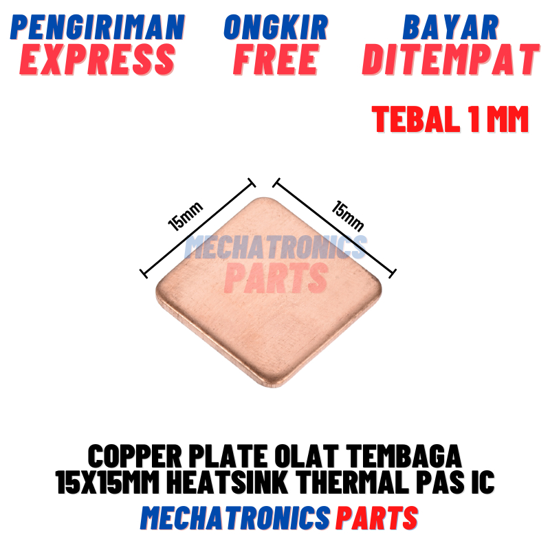 Jual [DEV-9384] COPPER PLATE 15X15X1MM OLAT TEMBAGA 15X15MM HEATSINK ...