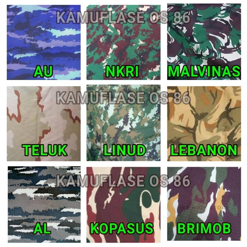 Jual Bahan Kain loreng Ripstop twill PP banser Tni dll - Per 50CM ...