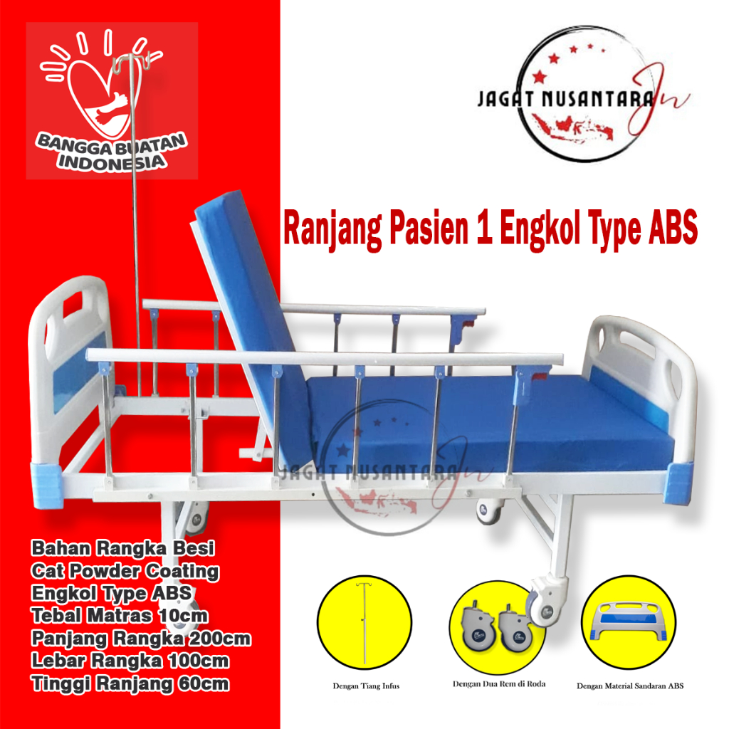 Jual Bed Pasien Murah Jenis ABS 1 Engkol | Bed Hospital Furniture Harga ...