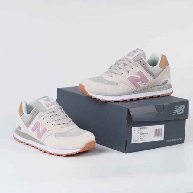 Jual Sepatu Sneakers Wanita New Balance Wanita 574LCC Beige Pink 100% ...