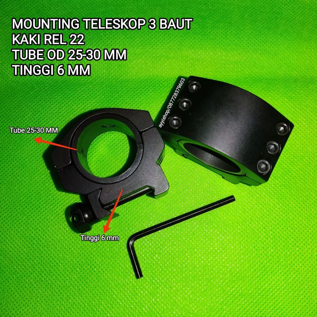 Jual Mounting 3 Baut Tube 25 dan 30 Reil Picatinny Pendek / Mounting ...