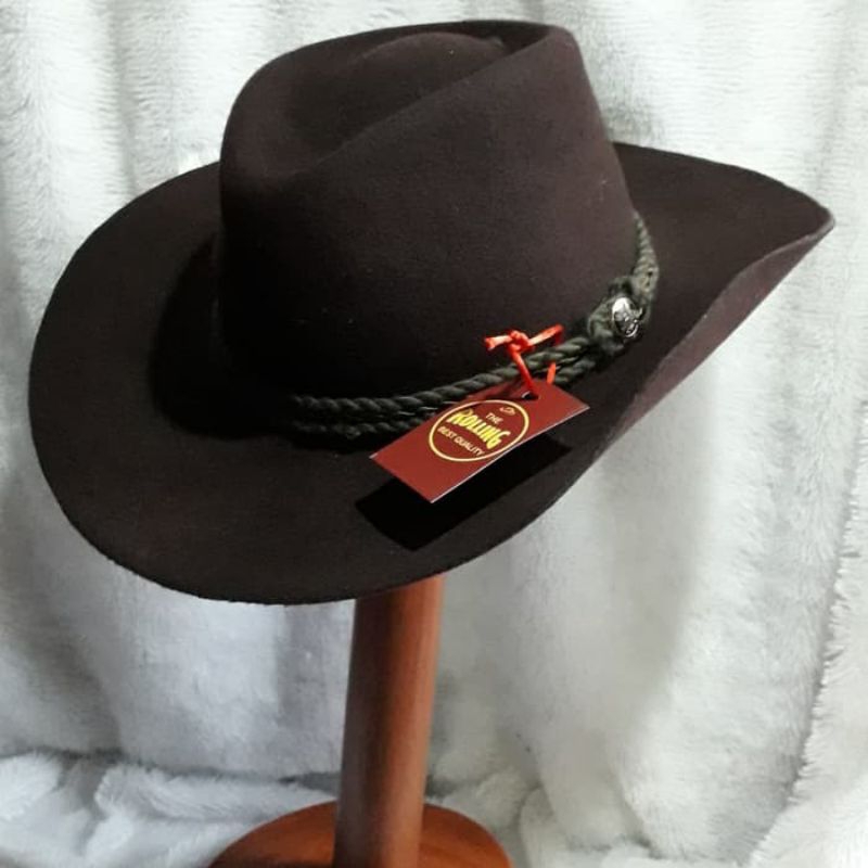 Jual TOPI COWBOY LEBAR BAHAN ASLI 100% WOOL IMPORT | Shopee Indonesia