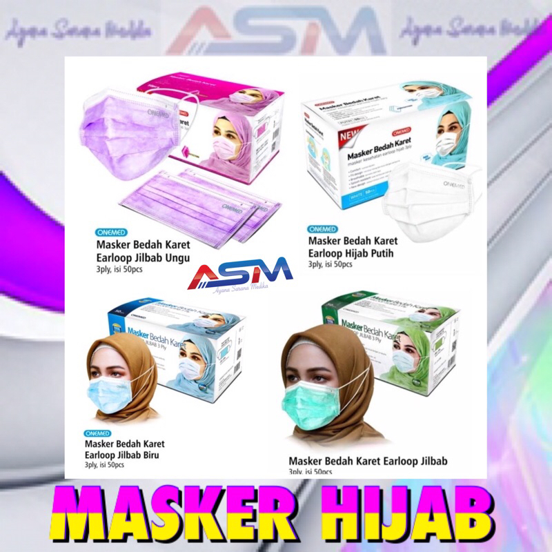Jual MASKER HIJAB WARNA ONEMED PER BOX* | Shopee Indonesia