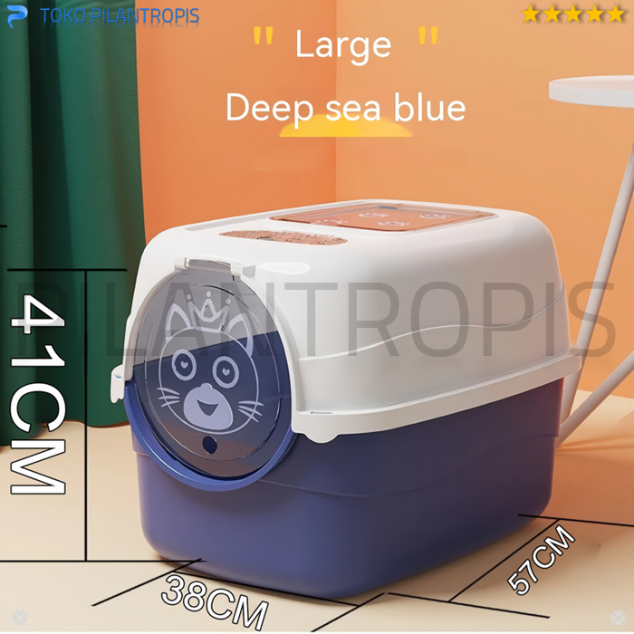 Jual CAT LITTER BOX KUCING BESAR JUMBO TERTUTUP 38X57X41 CM TEMPAT PUP ...