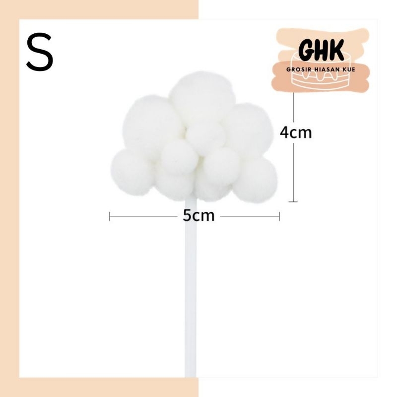 Jual Cake Topper Hiasan Kue Cloud Pom Blue Pink White TERLENGKAP ...