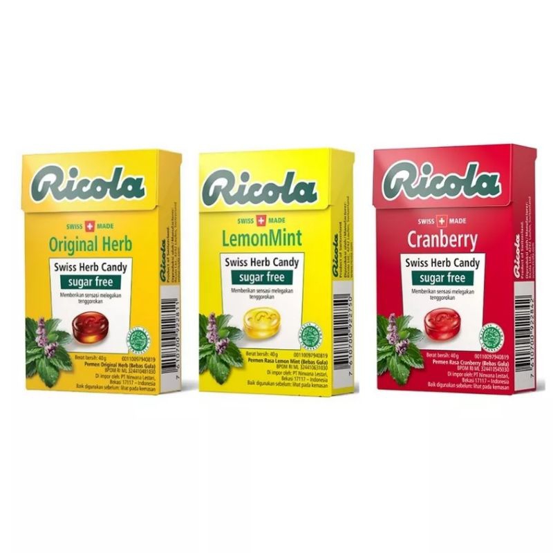 Jual Permen Ricola Original Herb / Lemon Mint / Glacier Sugar Free 40gr | Shopee Indonesia