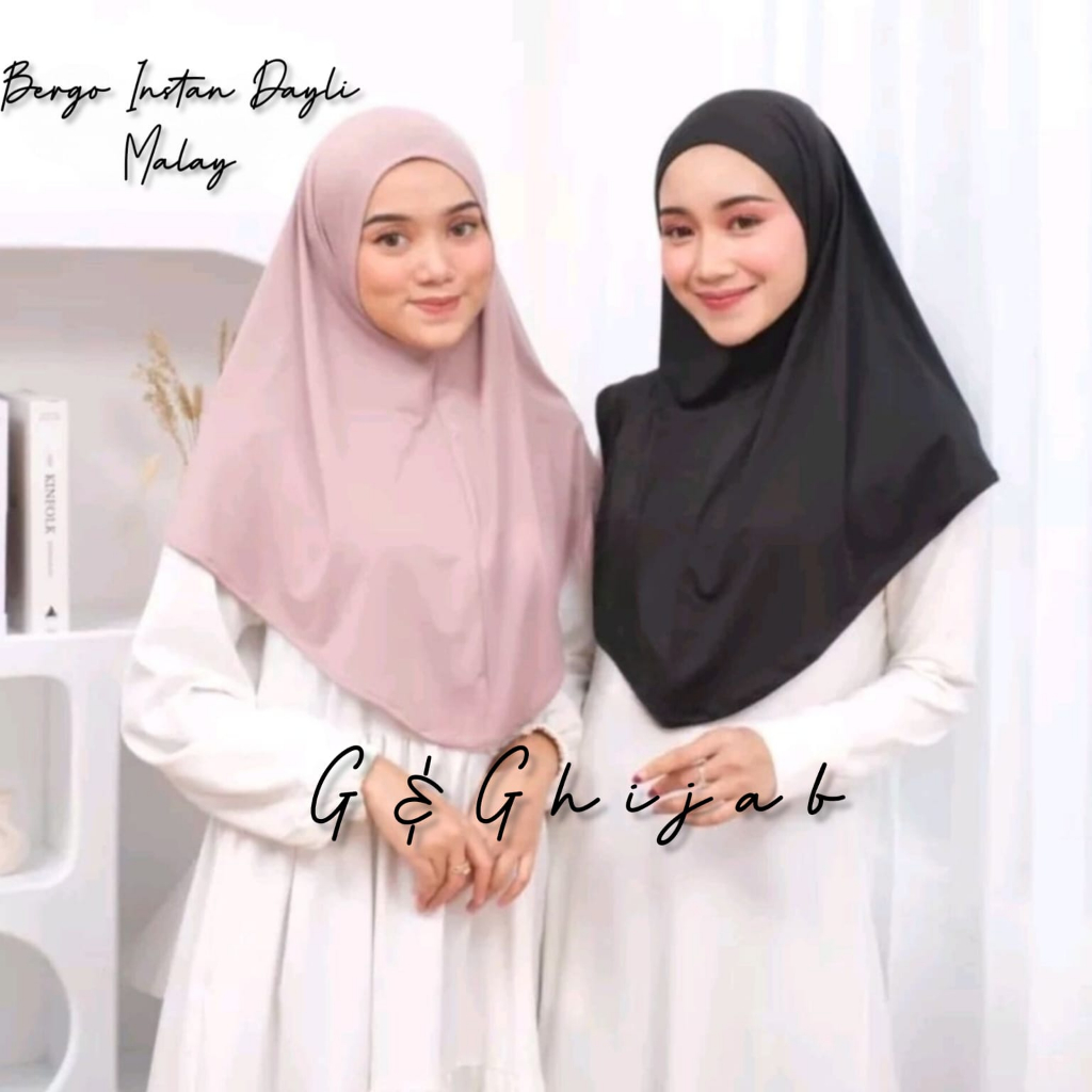 Jual Hijab Malay Instan | Bergo Malay Instan Jersey Non Ped | Jilbab Malaysia Instan premium ...