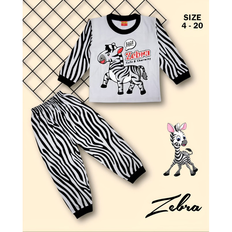 Jual SETELAN ANAK TERBARU GAMBAR ZEBRA GAJAH HEWAN USIA 1-10 TAHUN BAJU HEWAN BELANG ZEBRA ANAK ...