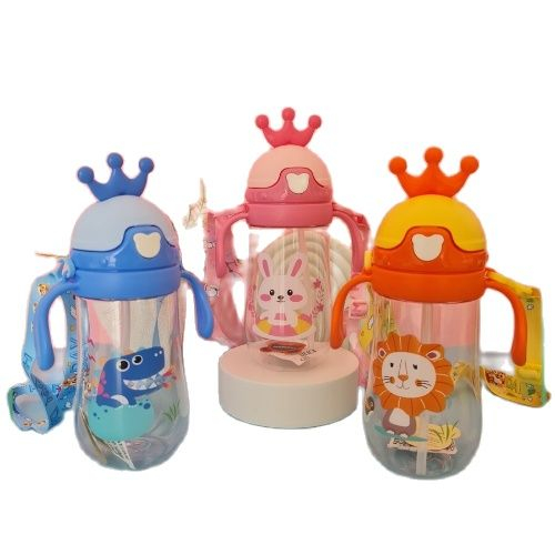Jual Botol Minum Anak Botol Minum Gagang Mahkota Dengan Tali Panjang & Sedotan Kapasitas 450ml ...