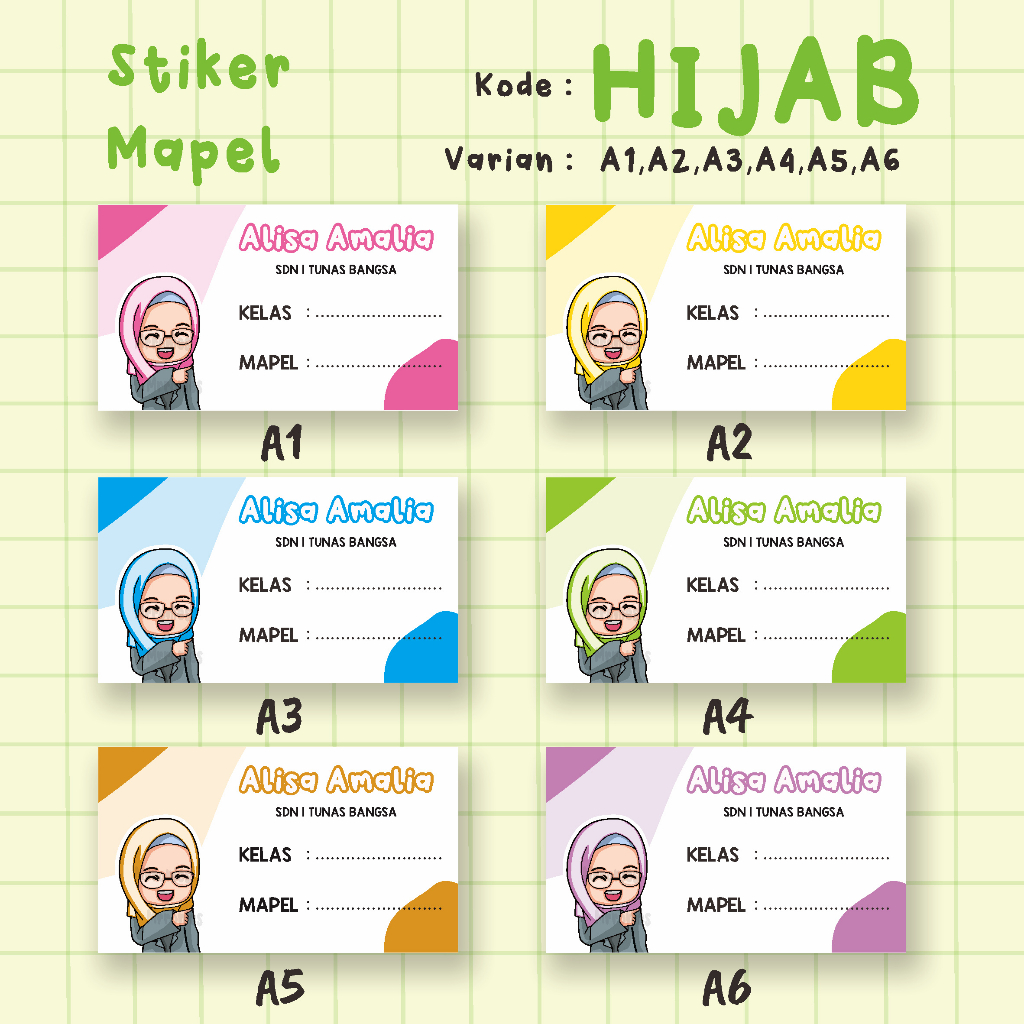 Jual Mrronies - Stiker Label Mata Pelajaran Custom Nama Sekolah / Mapel ...