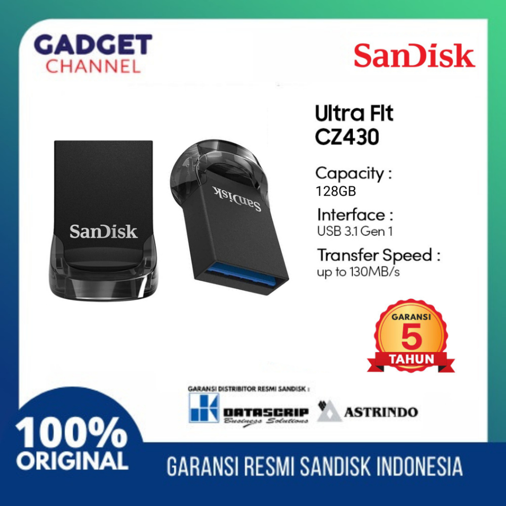 Jual Flashdisk CZ430 128GB Sandisk Ultra Fit USB 3.1 - Garansi Resmi 5 ...