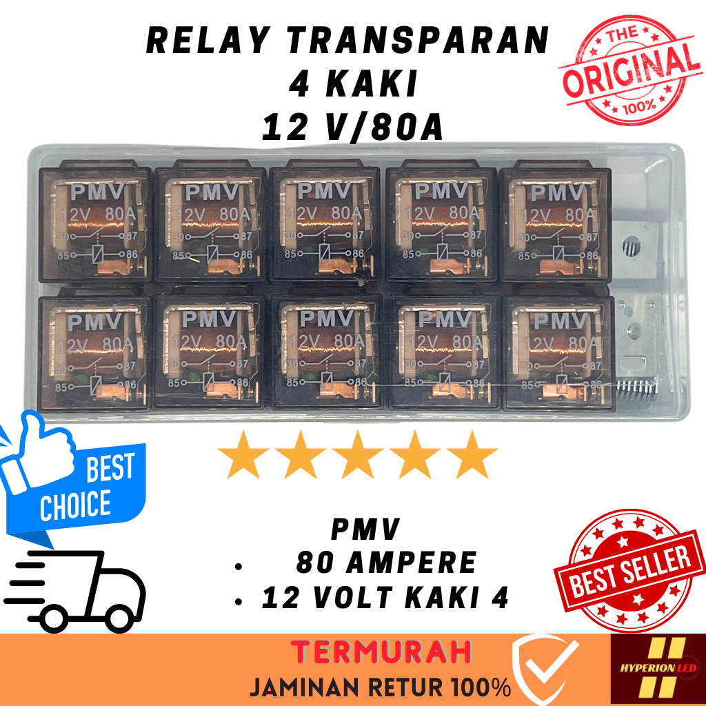 Jual RELAY 4 KAKI KLAKSON PMV 4 KAKI PUTUS-PUTUS Indikator LED 12V 80A ...